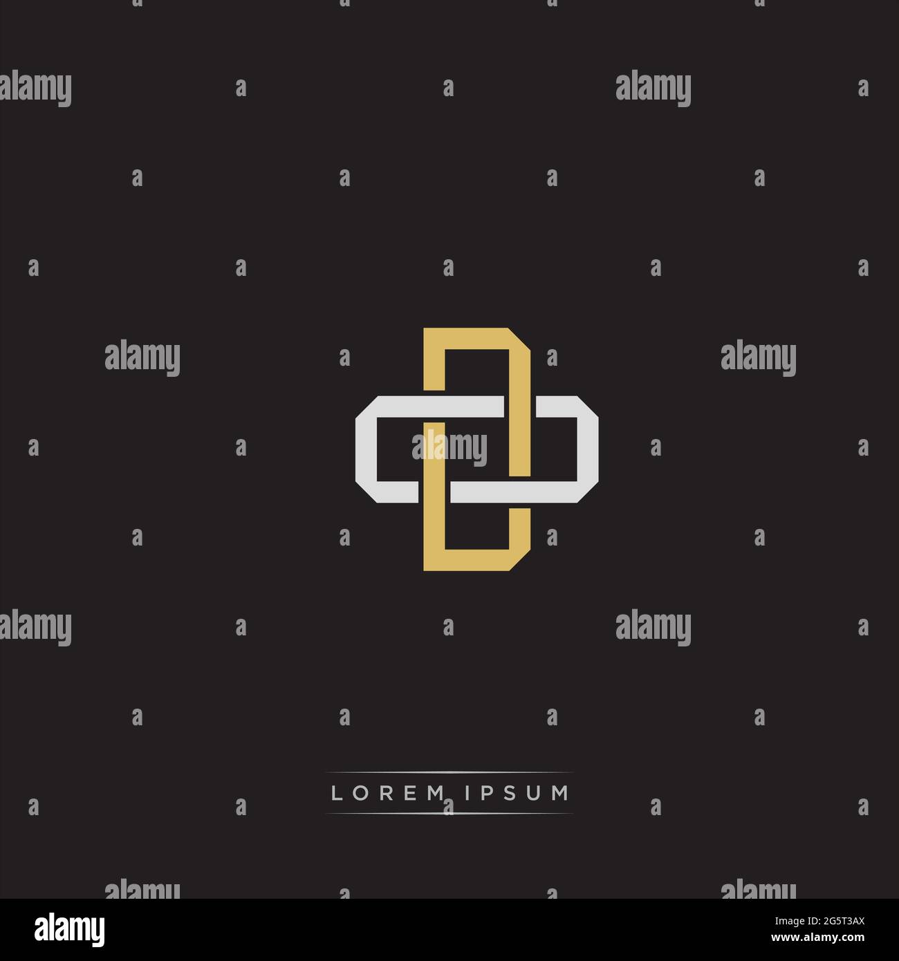 Initial letter overlapping interlock logo monogram line art style ...