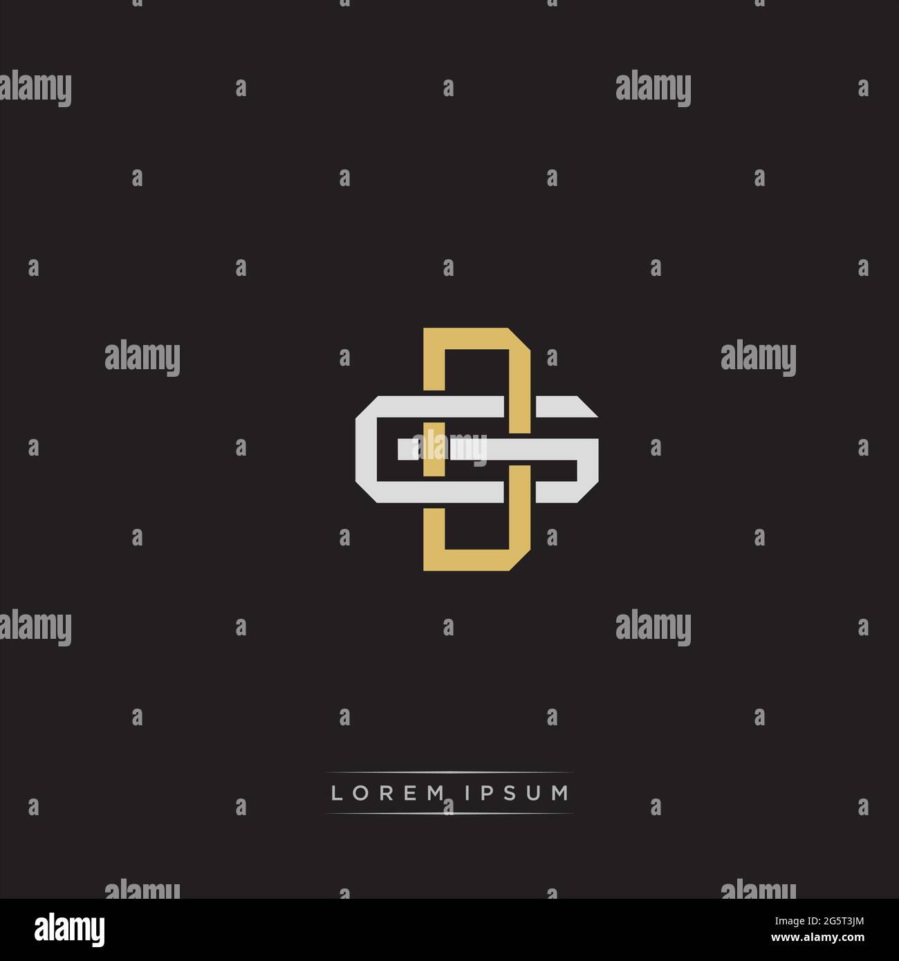 Initial letter overlapping interlock logo monogram line art style ...