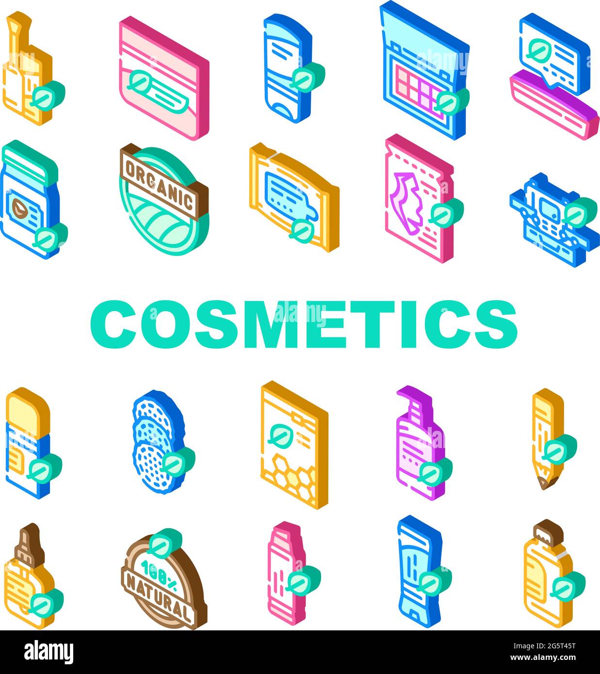 Organic Cosmetics Collection Icons Set Vector Stock Vector Image & Art ...