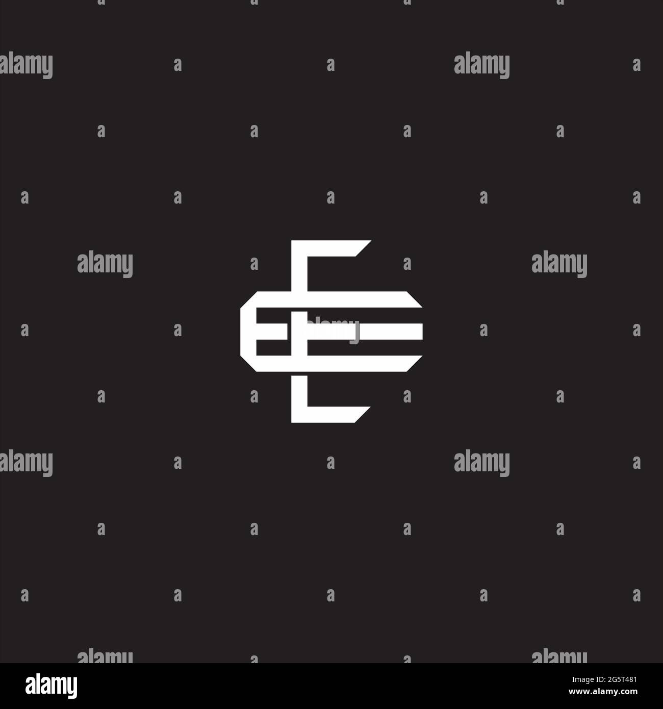 Initial letter overlapping interlock logo monogram line art style isolated on black background ...
