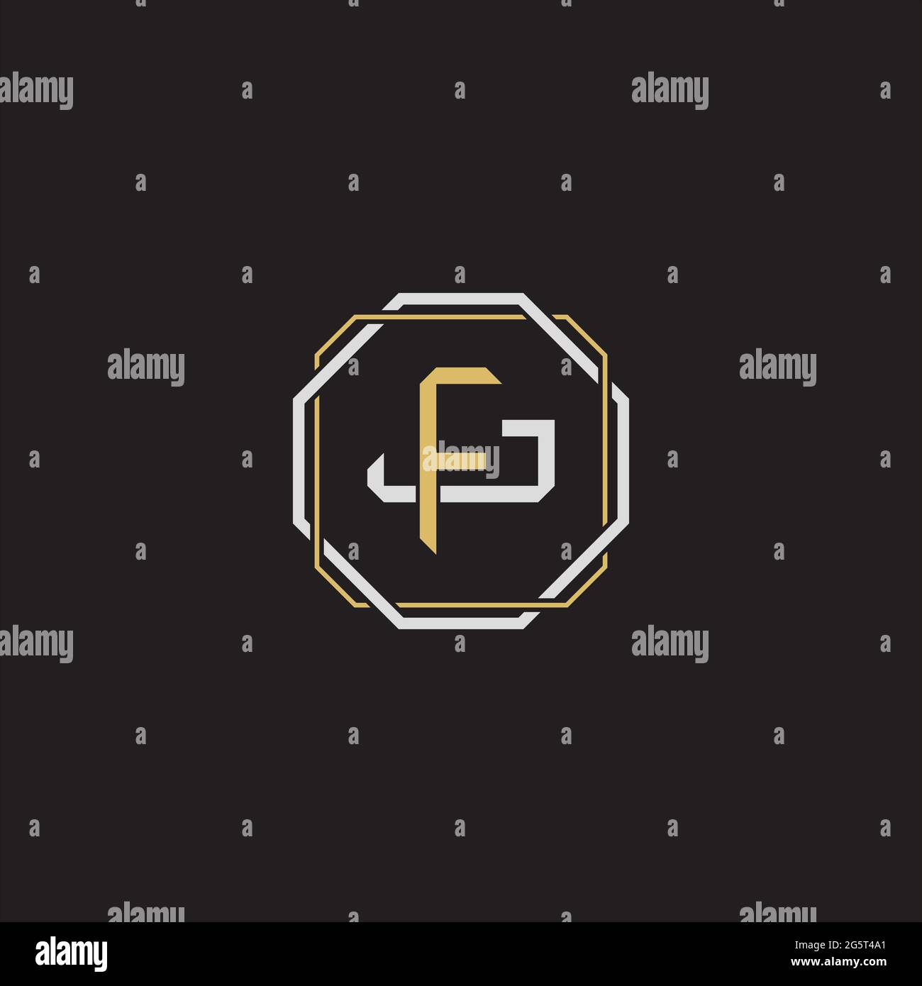 Initial letter overlapping interlock logo monogram line art style ...