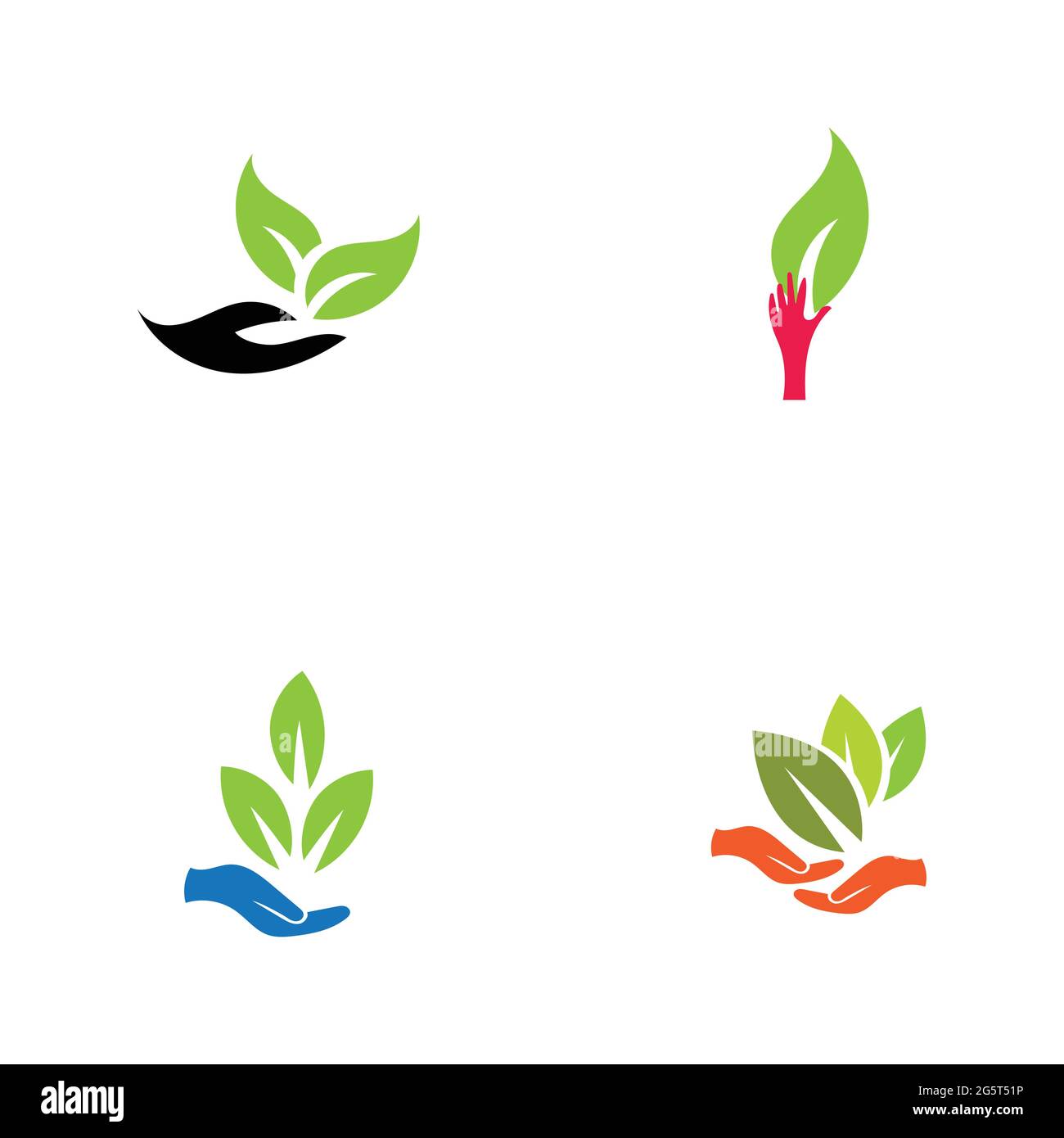 creative hand and leaf logo vector illustration design template Stock ...