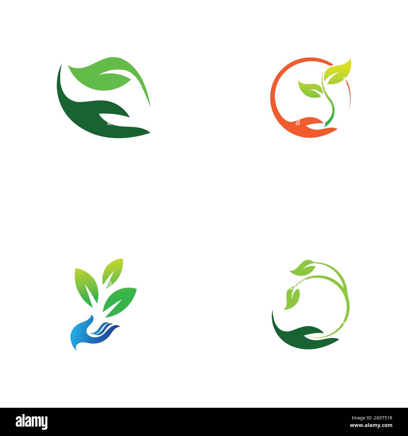 creative hand and leaf logo vector illustration design template Stock ...