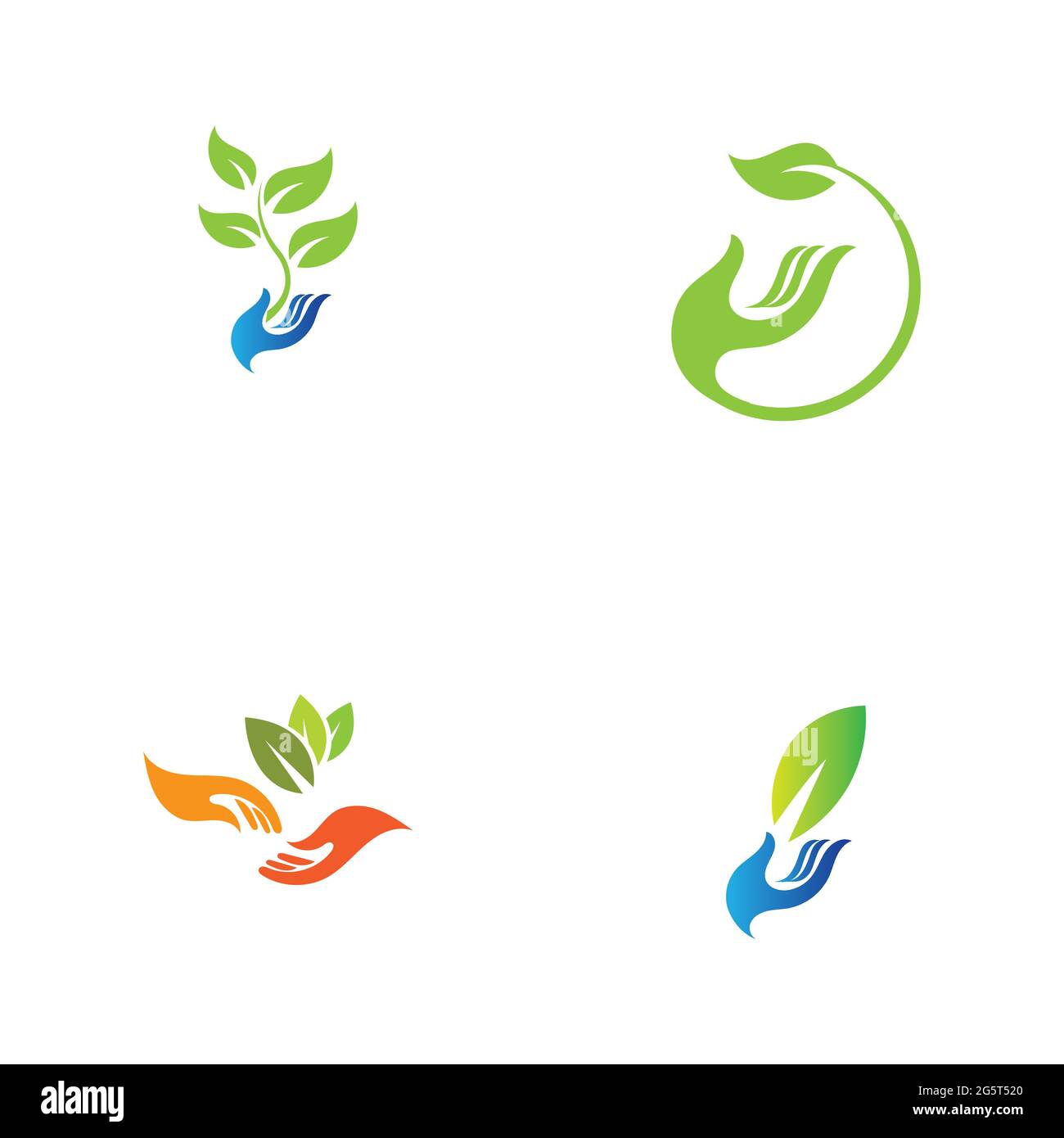 creative hand and leaf logo vector illustration design template Stock ...