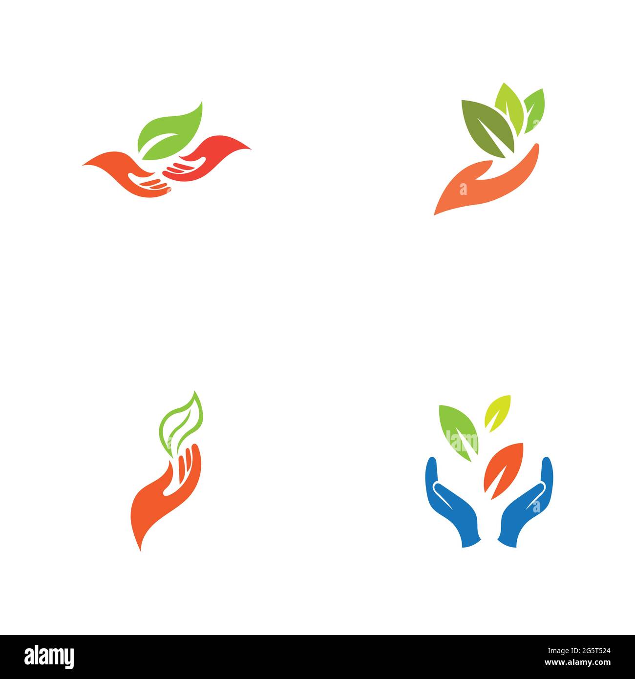 creative hand and leaf logo vector illustration design template Stock ...