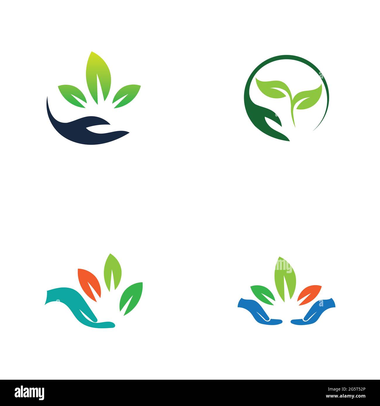 creative hand and leaf logo vector illustration design template Stock ...