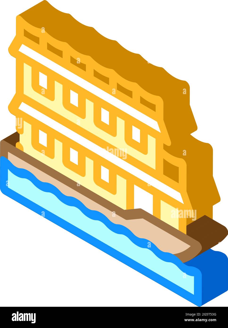 floating boat house isometric icon vector illustration Stock Vector ...