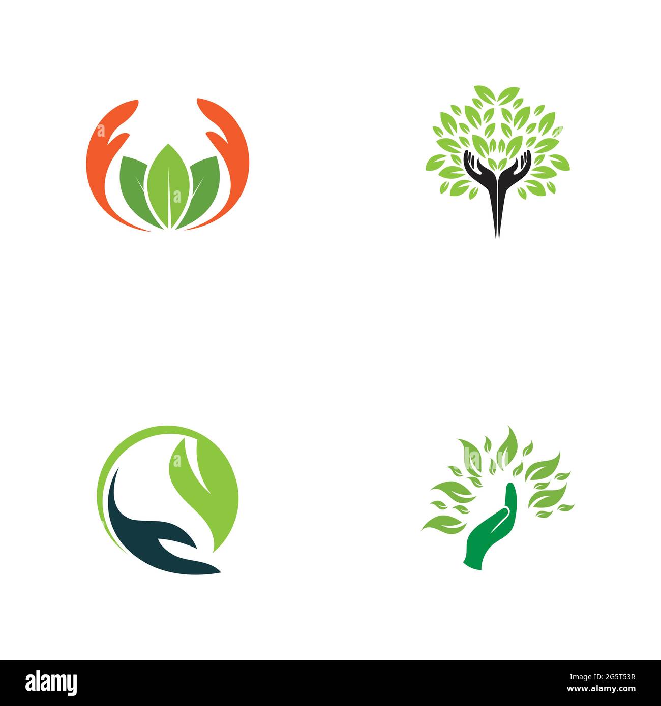 creative hand and leaf logo vector illustration design template Stock ...