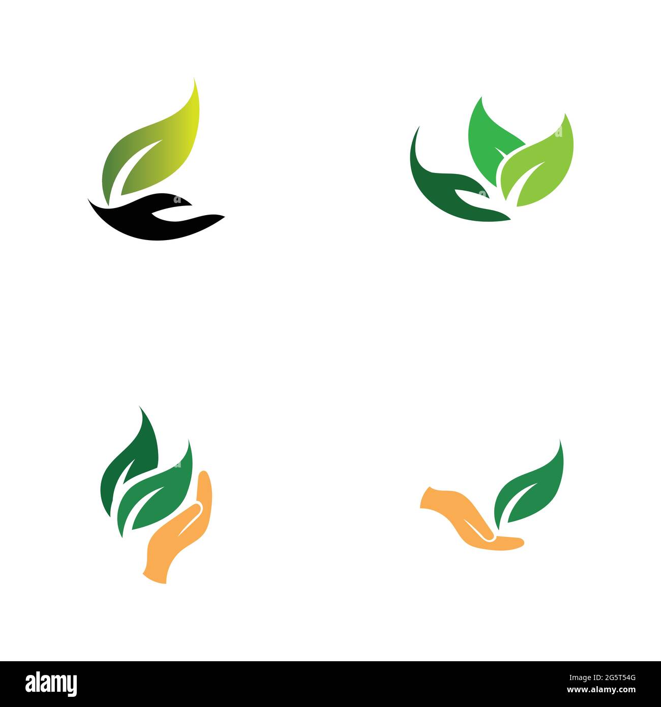creative hand and leaf logo vector illustration design template Stock ...