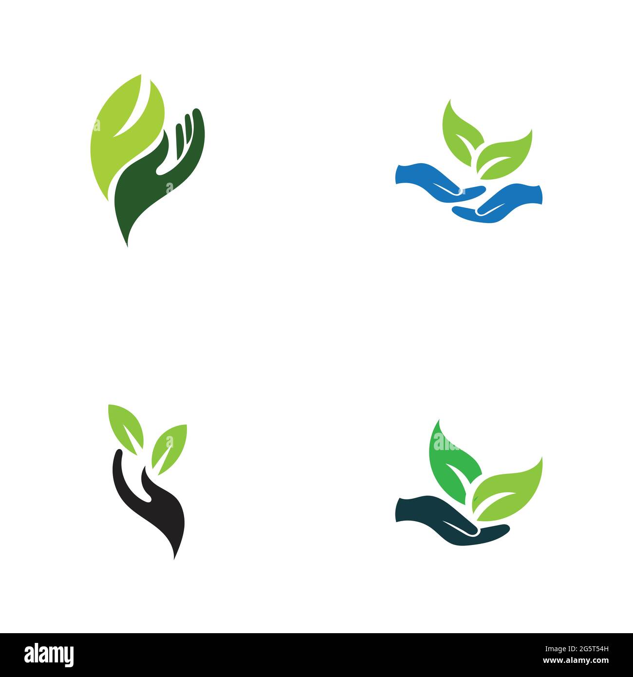creative hand and leaf logo vector illustration design template Stock ...