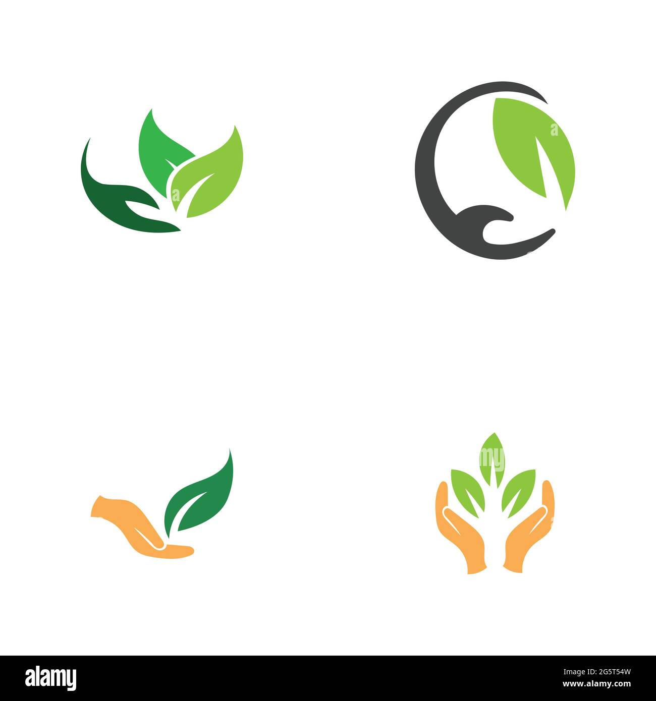 creative hand and leaf logo vector illustration design template Stock ...