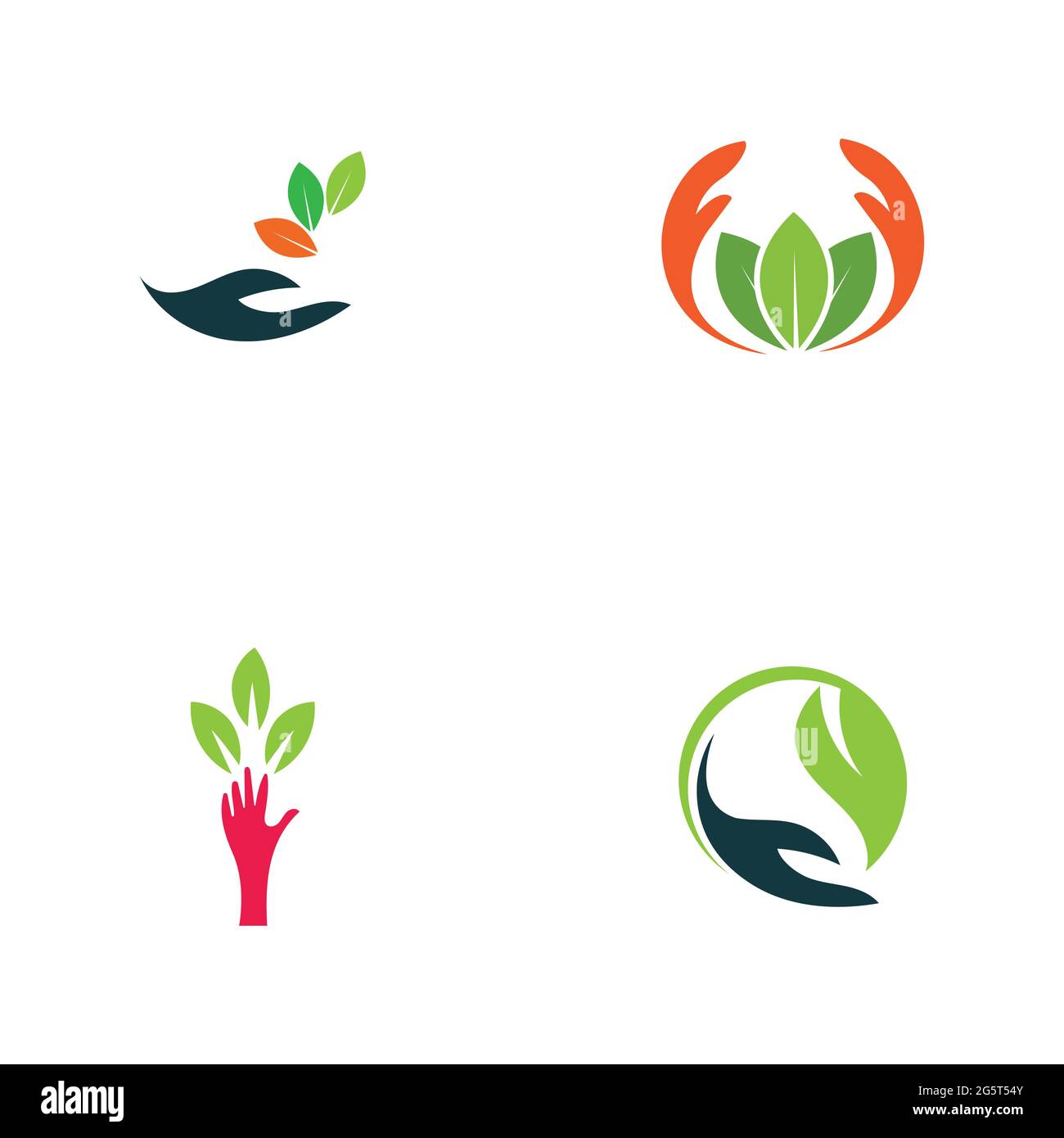 creative hand and leaf logo vector illustration design template Stock ...