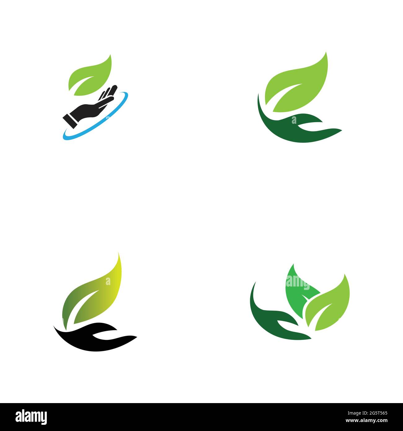creative hand and leaf logo vector illustration design template Stock ...