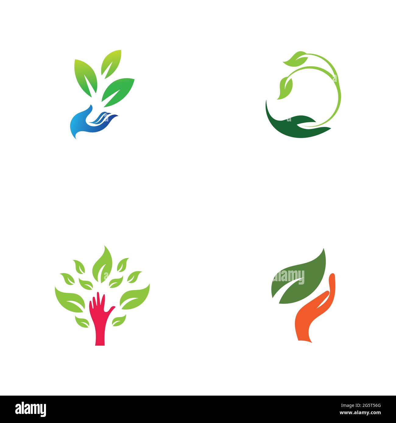 creative hand and leaf logo vector illustration design template Stock ...