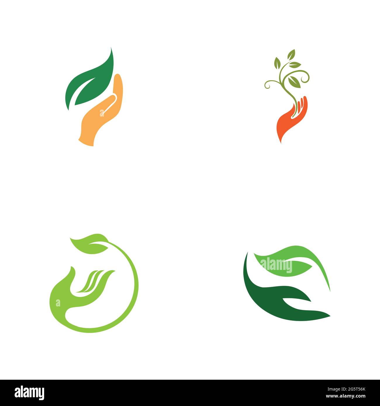 creative hand and leaf logo vector illustration design template Stock ...