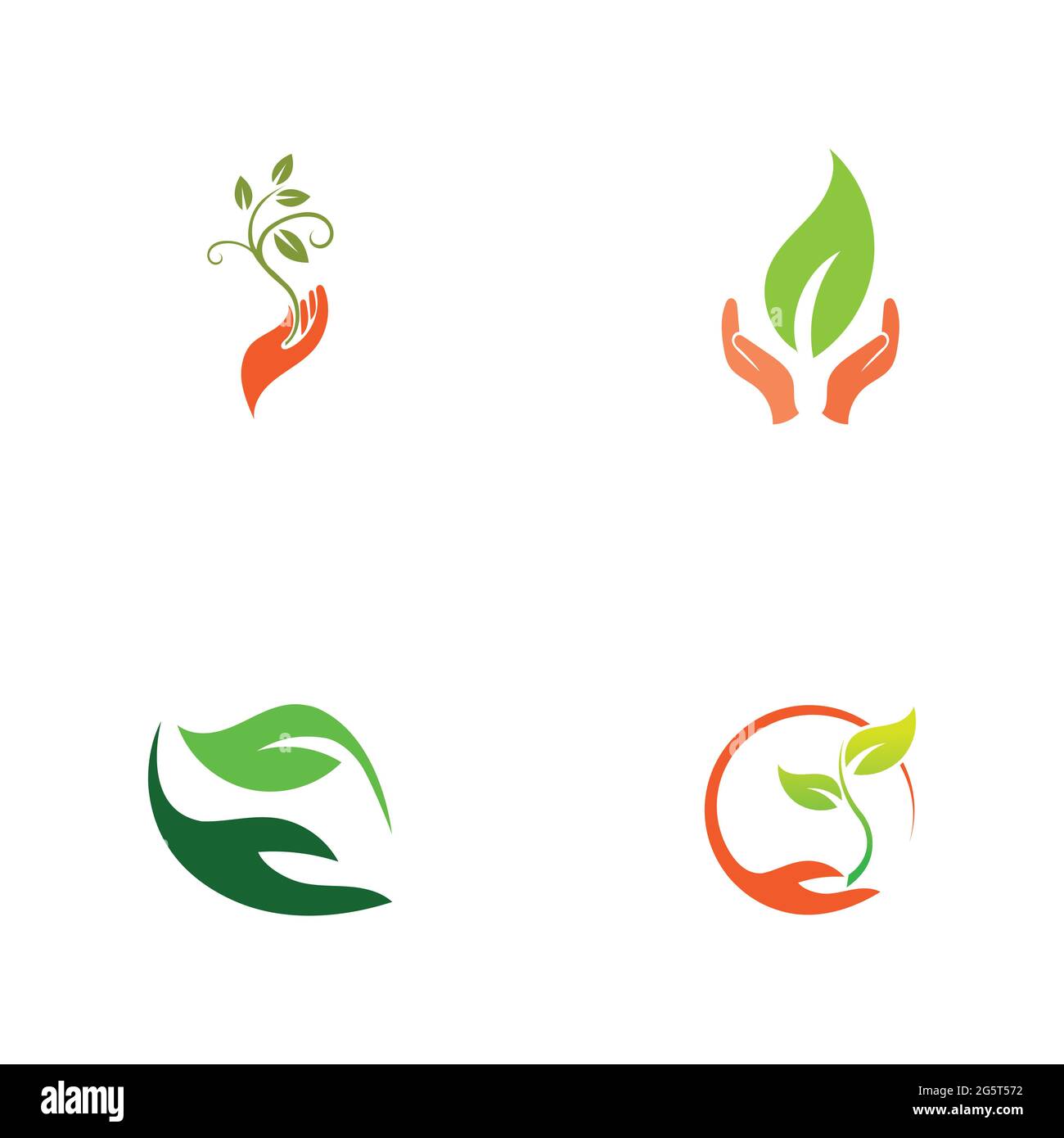 creative hand and leaf logo vector illustration design template Stock ...