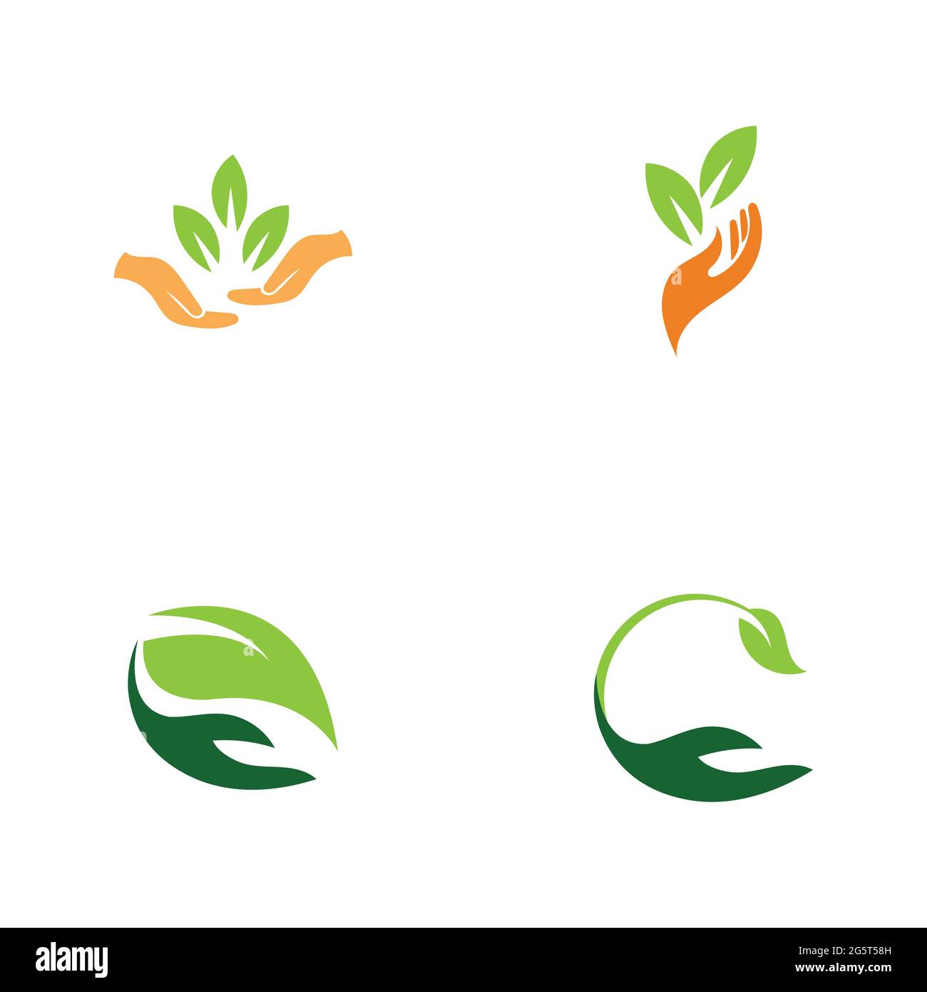 creative hand and leaf logo vector illustration design template Stock ...