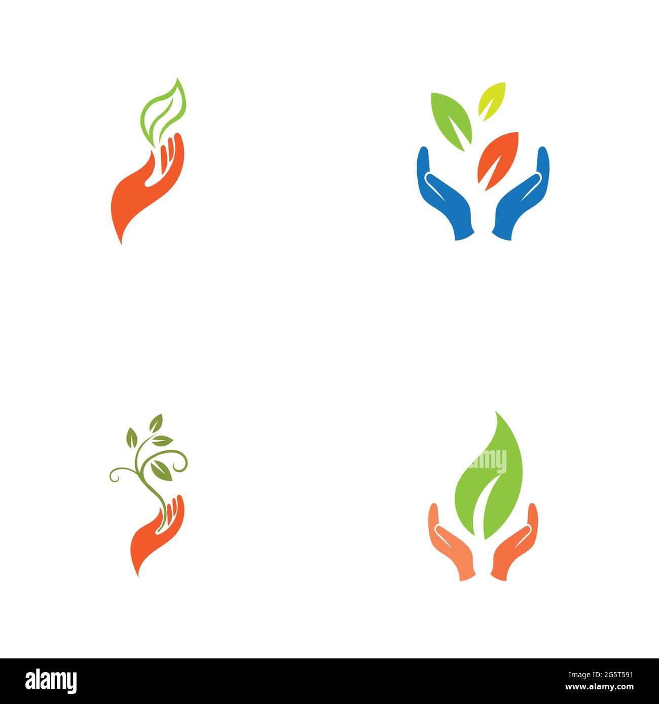 creative hand and leaf logo vector illustration design template Stock ...