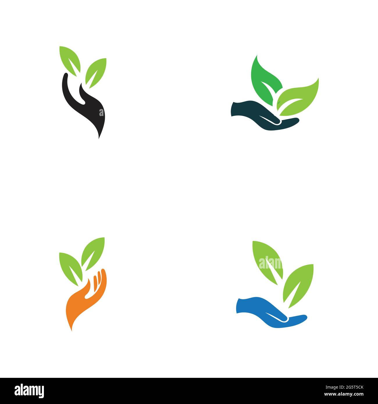 creative hand and leaf logo vector illustration design template Stock ...
