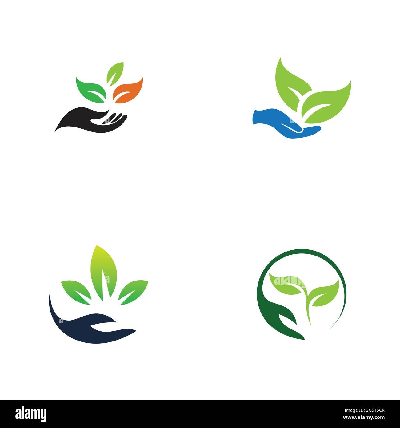 creative hand and leaf logo vector illustration design template Stock ...