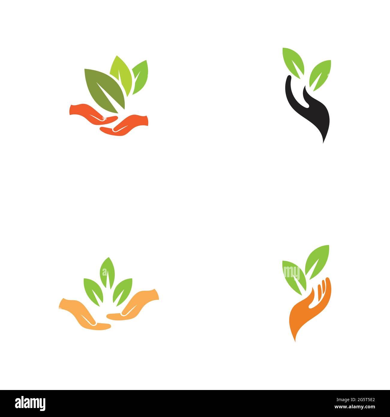creative hand and leaf logo vector illustration design template Stock ...