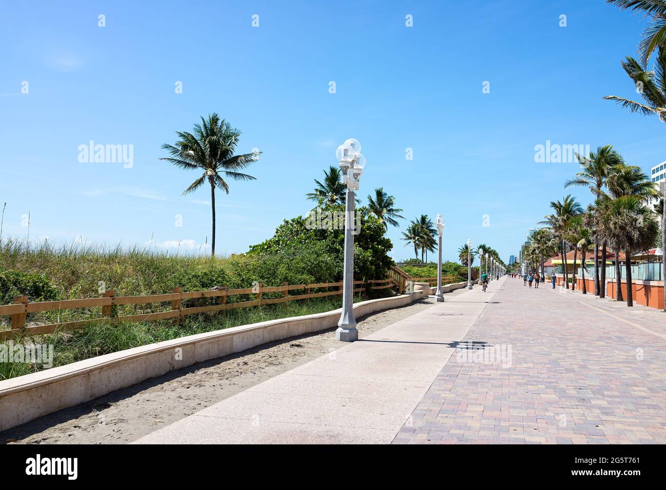 Hollywood, USA - May 6, 2018: Beach broadwalk board walk in Florida ...