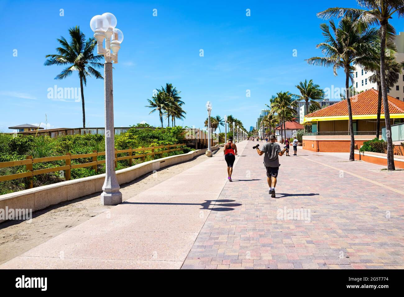 Hollywood, USA - May 6, 2018: Beach boardwalk broadwalk in Florida ...