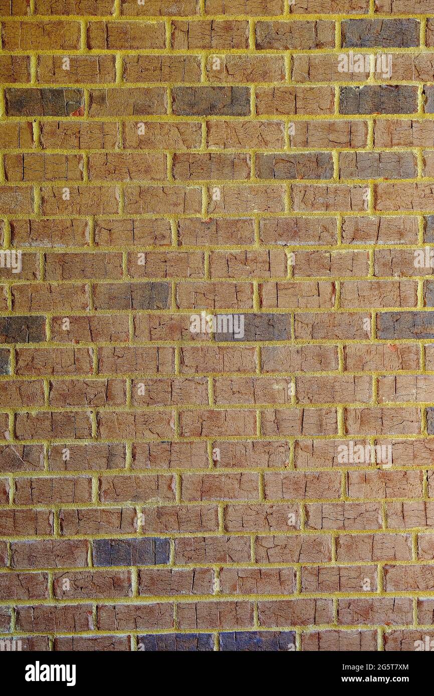 Brick Wall with Yellow Mortar for Background or Texture Stock Photo - Alamy