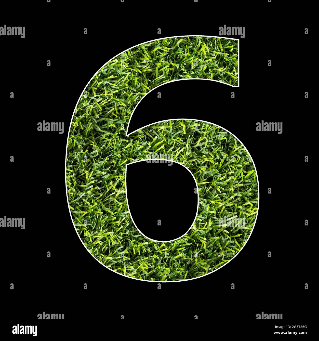 Number 6 - Artificial green grass background Stock Photo - Alamy