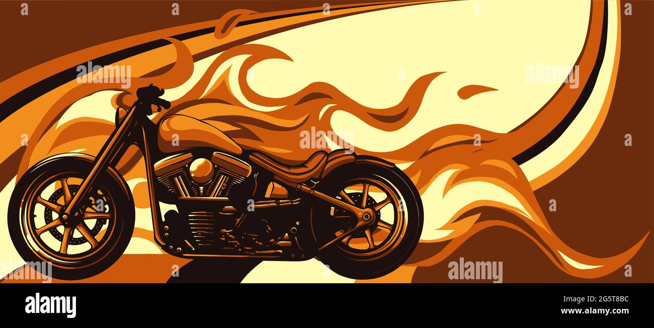 custom motorcycle with flames vector illustration design Stock Vector ...