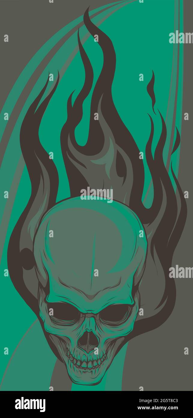 Skull on Fire with Flames Vector Illustration Stock Vector Image & Art ...