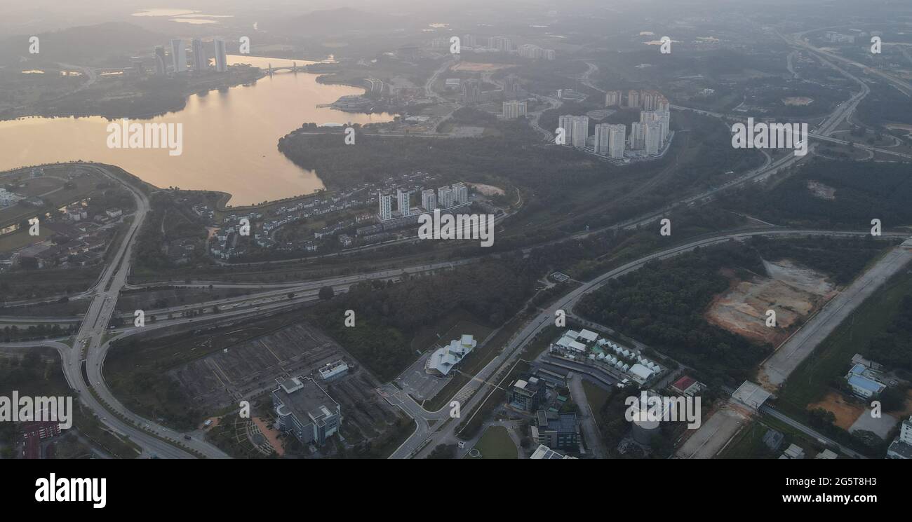 Cyberjaya, Malaysia: Feb 16, 2021 - Overhead view of office buildings ...