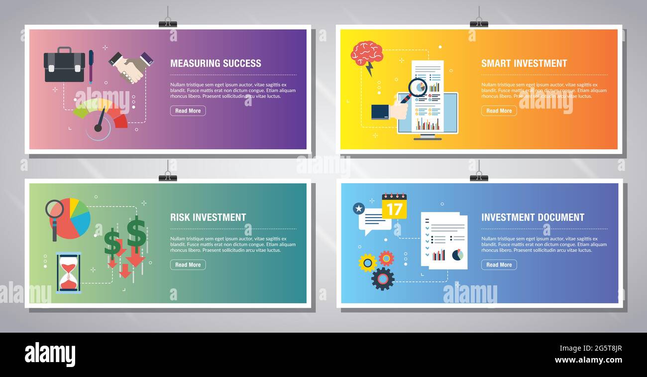 Web banners template in vector with icons of measuring success, smart ...