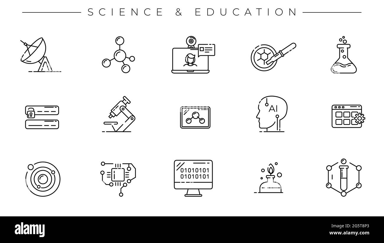 Science and Education concept line style vector icons set Stock Vector ...