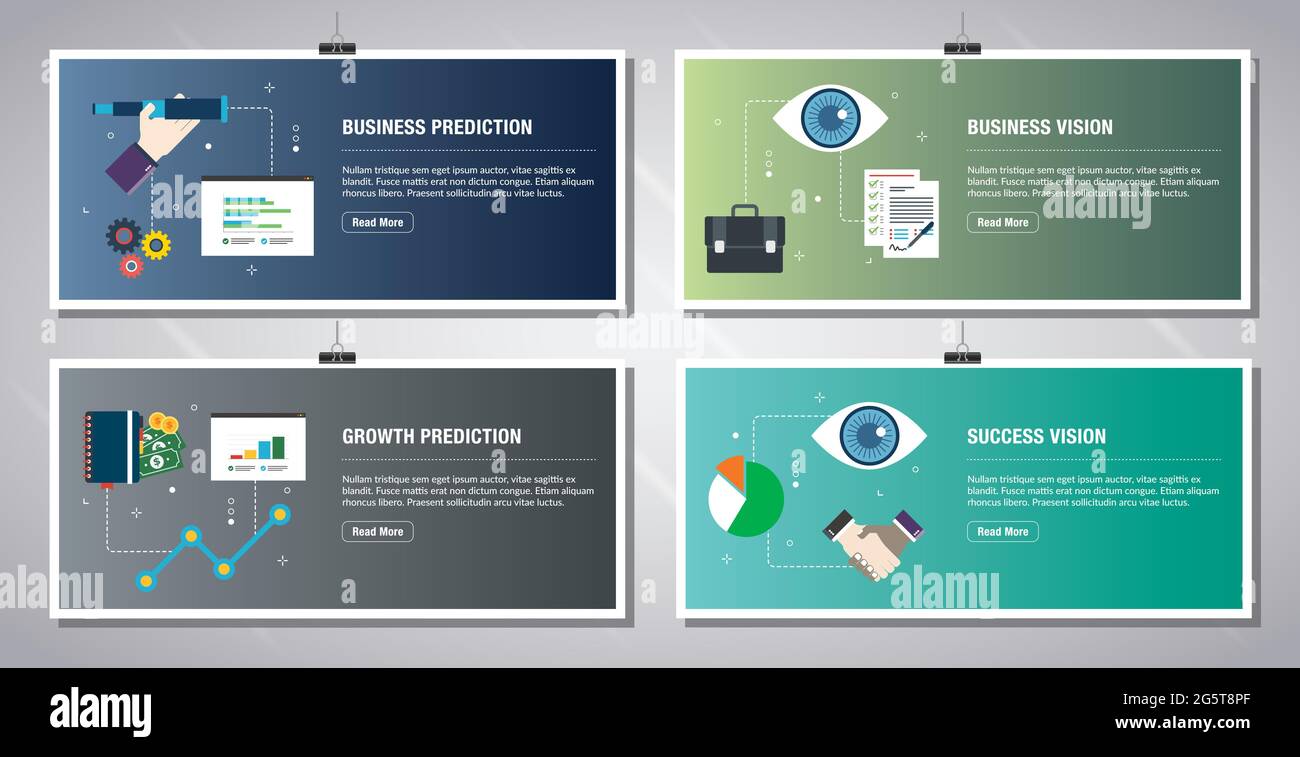 Web banners template in vector with icons of business prediction ...
