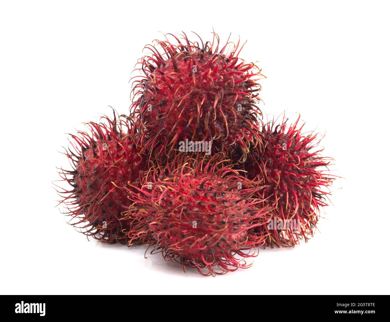 A Group of Fresh Red Rambutan Isolated on a White Background Stock ...