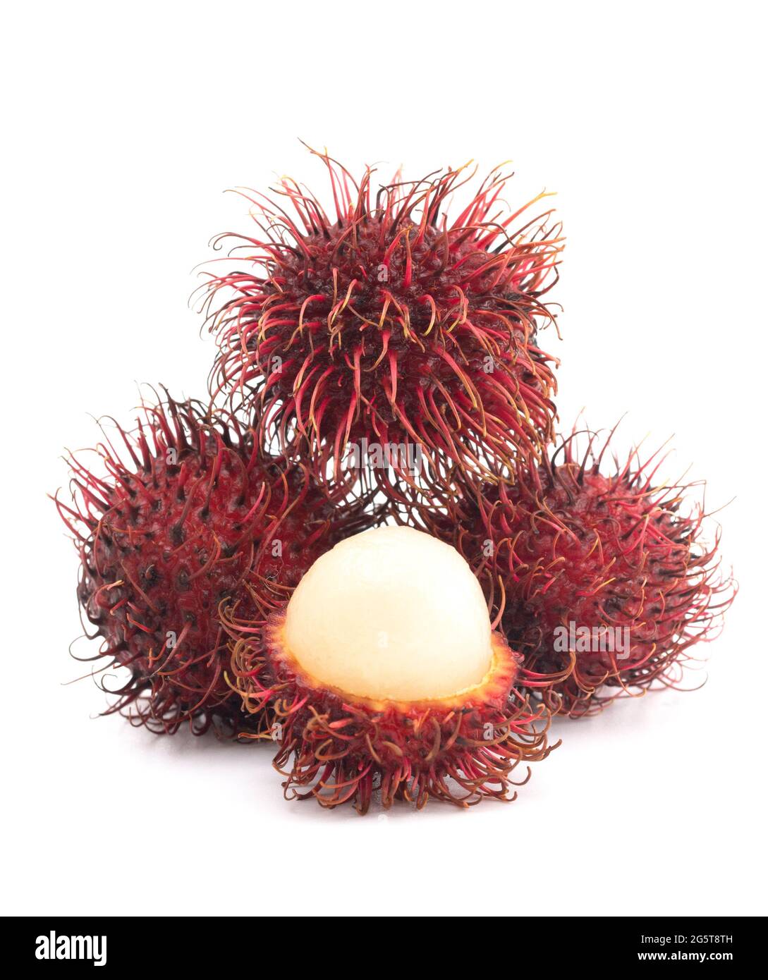 A Group of Fresh Red Rambutan Isolated on a White Background Stock ...