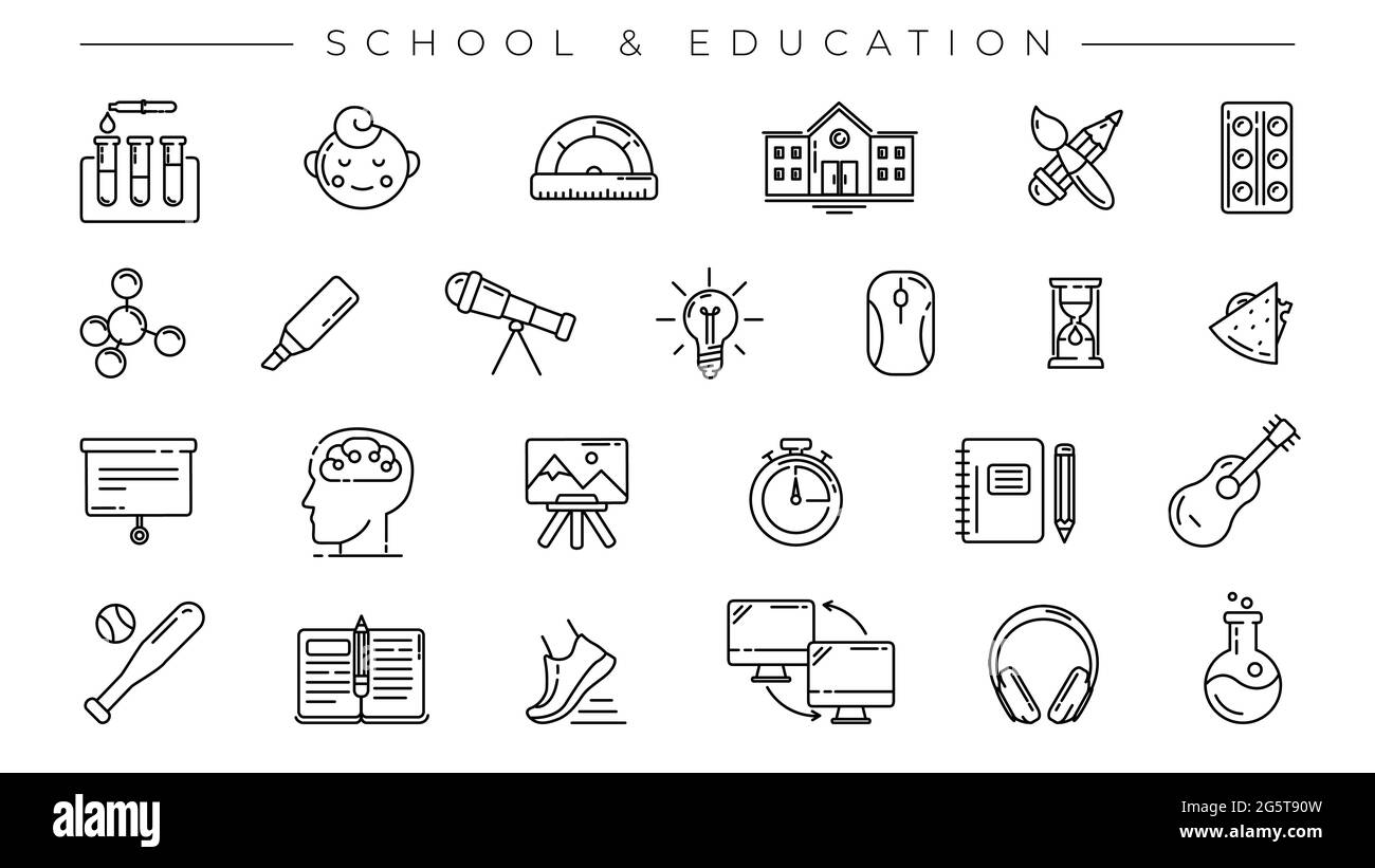 School and Education concept line style vector icons set Stock Vector ...