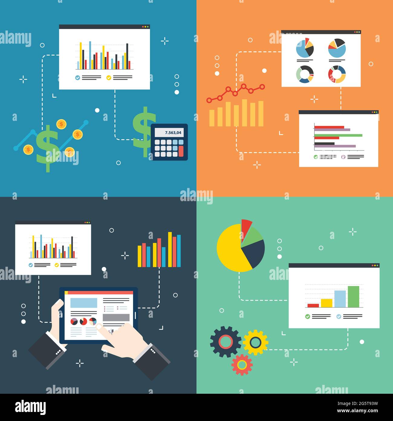 Investment, chart, monitoring, finance, money and growth icons ...