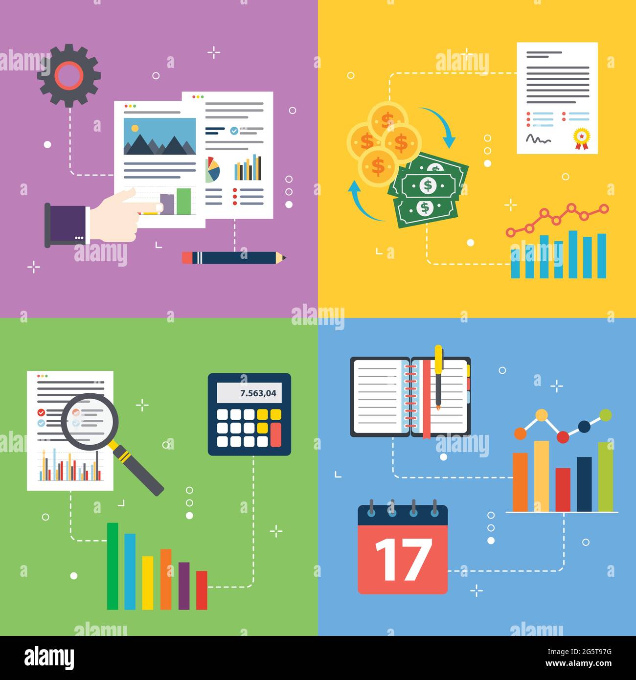 Financial, tax, investment, statistic and profit icons.Concepts of ...