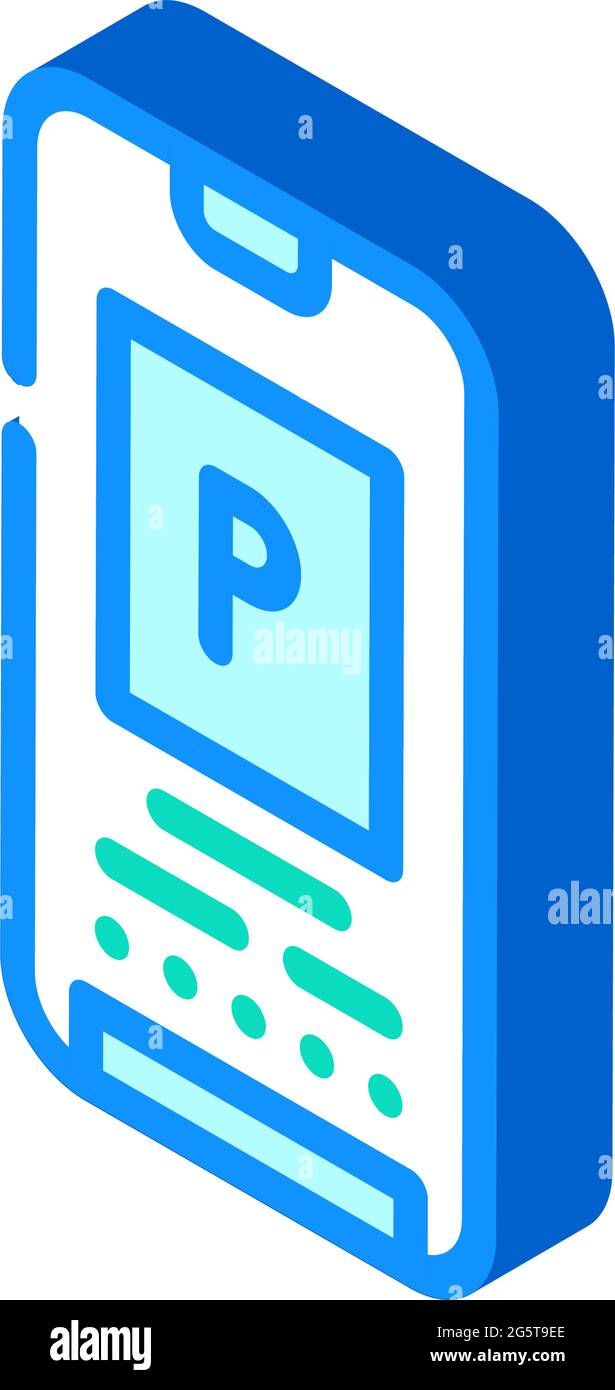 electronic parking ticket on phone screen isometric icon vector ...