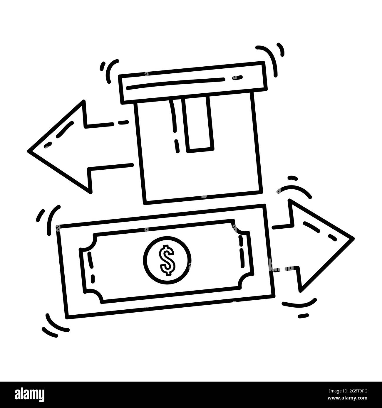 Ecommerce delivery icon. hand drawn icon set, outline black, doodle icon, vector icon design ...