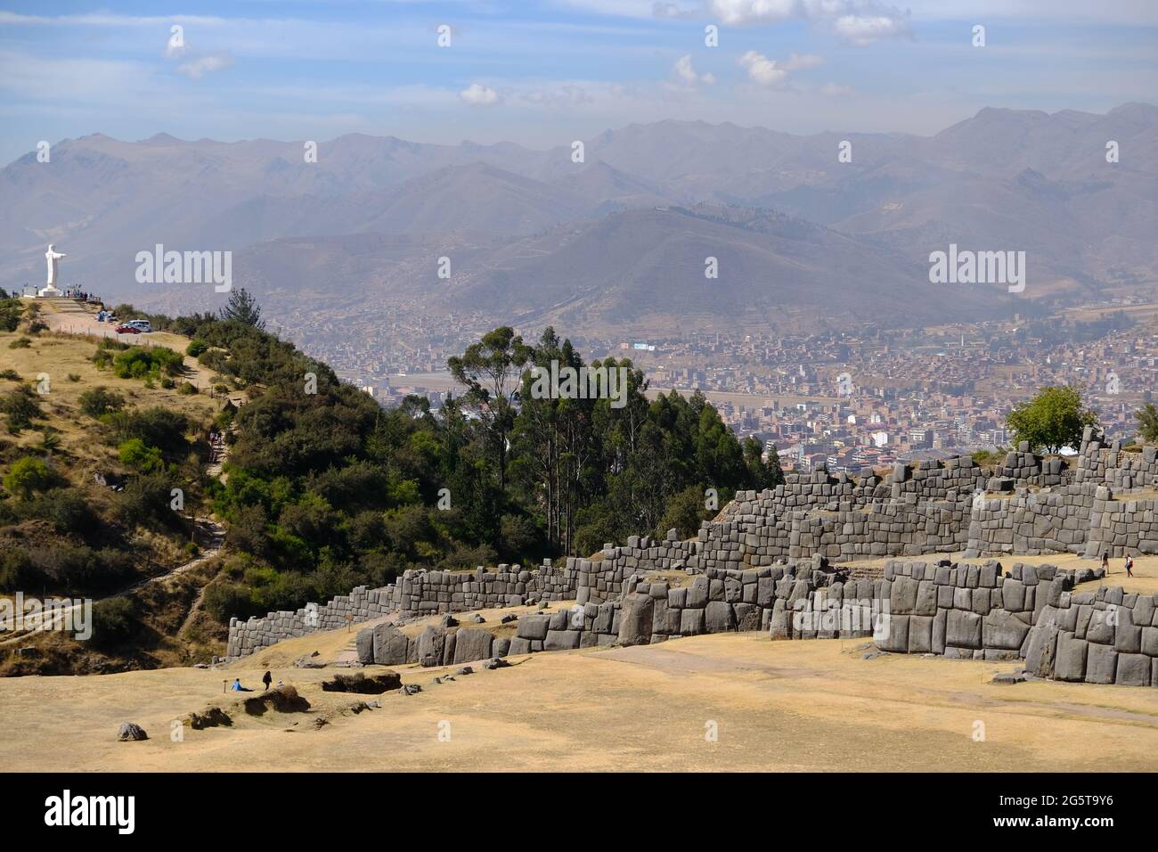 Peru Cusco - View of the walls of Sacsayhuaman with stonework ...