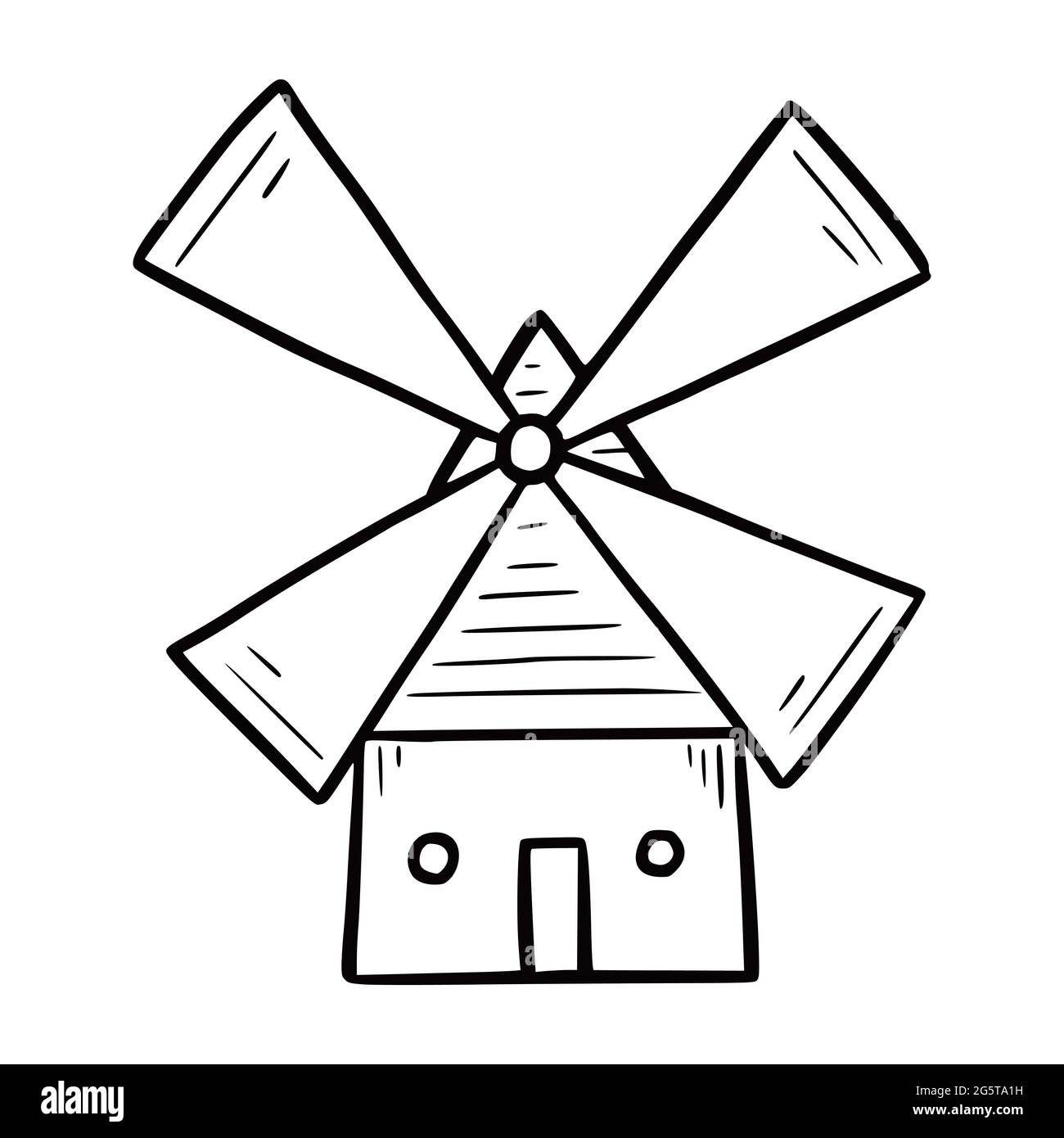 Hand drawn windmill. Doodle sketch style. Drawing line simple mill icon ...