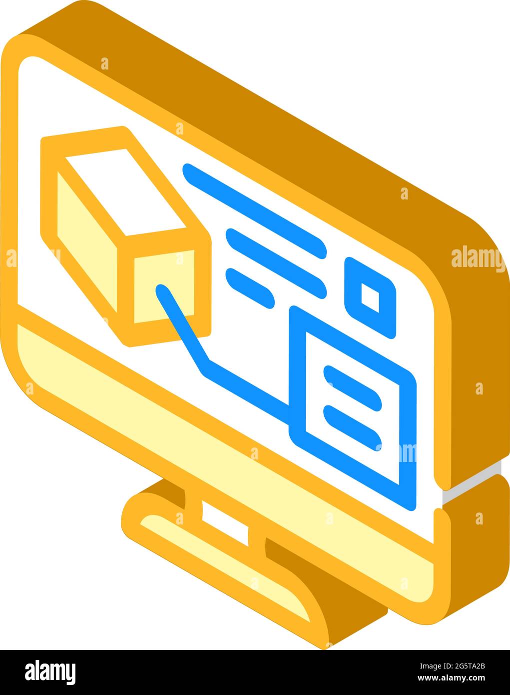 digital model on computer screen isometric icon vector illustration ...