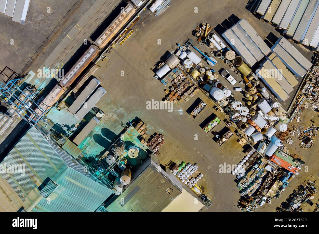Aerial panoramic view on of a industrial plant zone chemical factory ...