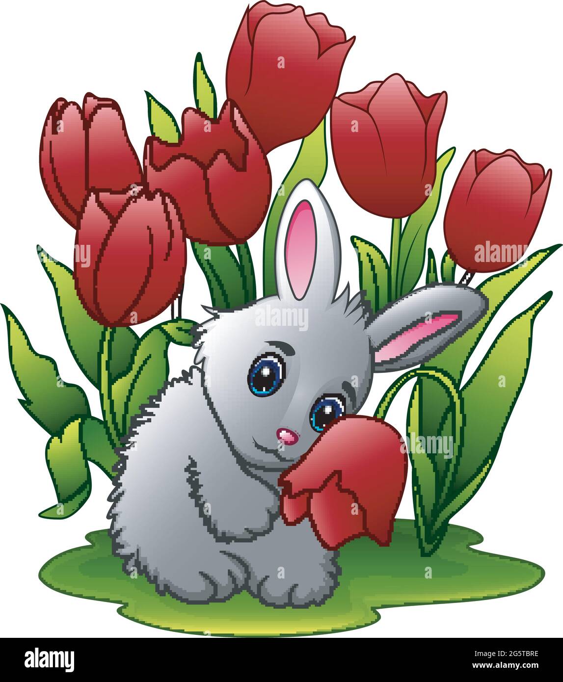 Cartoon rabbits with flowers on a white background Stock Vector Image ...