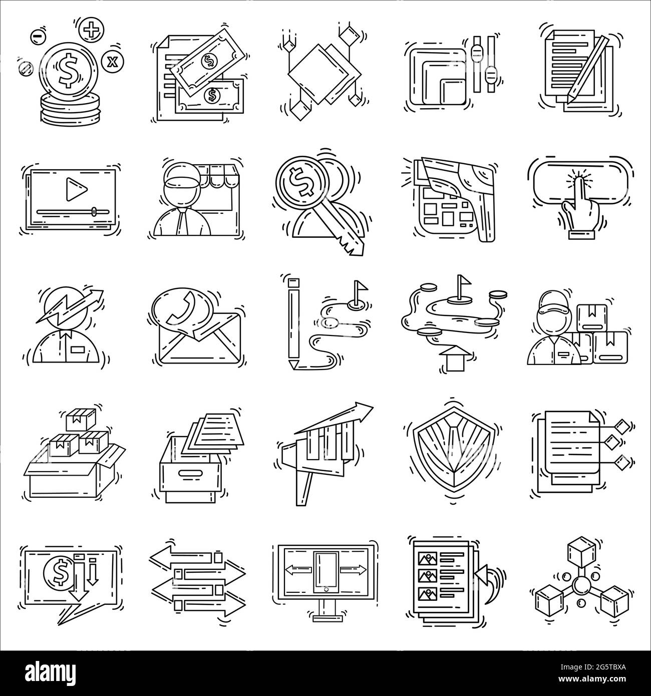 Ecommerce icon set. hand drawn icon set, outline black, doodle icon, vector icon design Stock ...