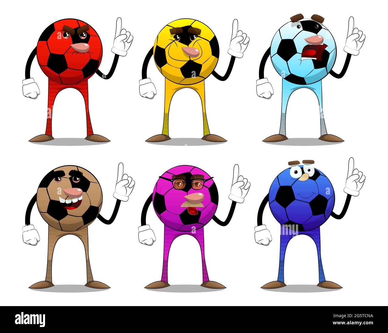 Soccer ball making a point. Traditional football ball as a cartoon ...