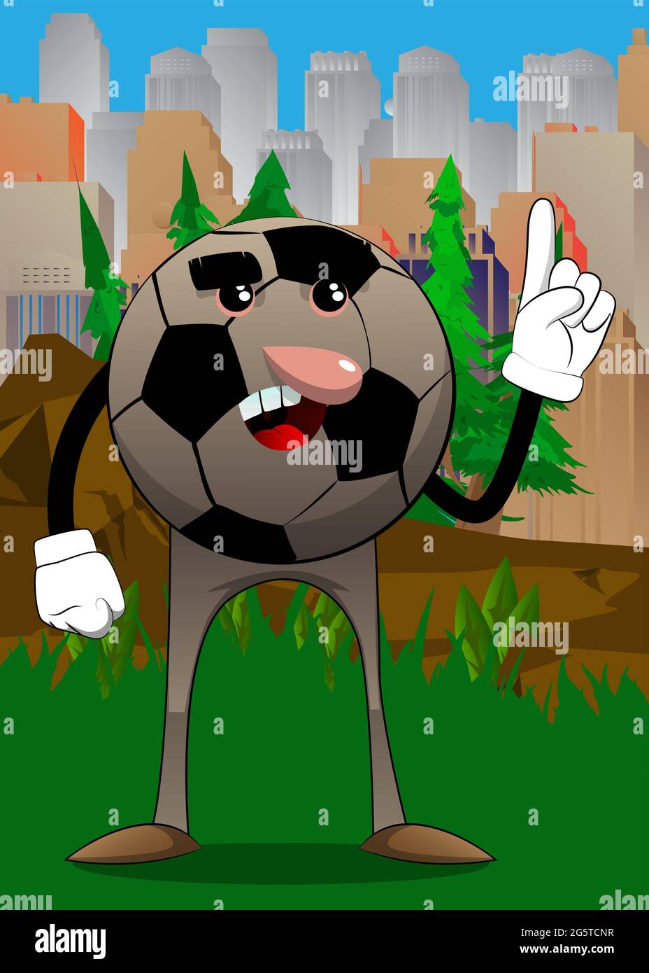 Soccer ball making a point. Traditional football ball as a cartoon ...